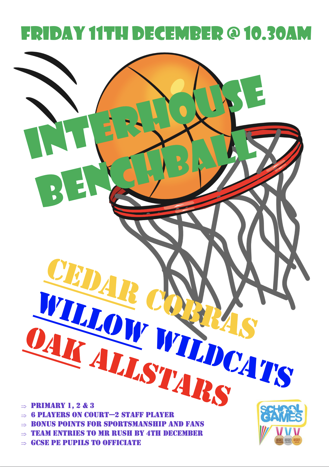 Inter-House Basketball and Benchball - Greenfields Academy